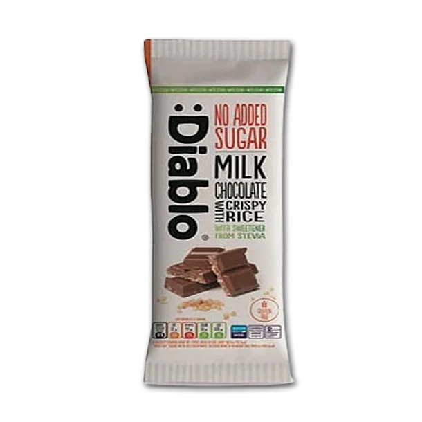 Diablo Stevia Melkesjokolade Med Rischips 75g – Godiskongen.no